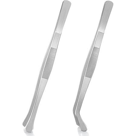 Amazon.com: Nlmyt 2 Pcs Cooking Tweezer Tongs, Stainless Steel Food ...