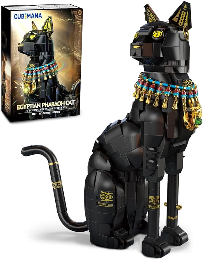 Amazon.com: CUBIMANA Egyptian Pharaoh Cat Building Set - Animal Black ...