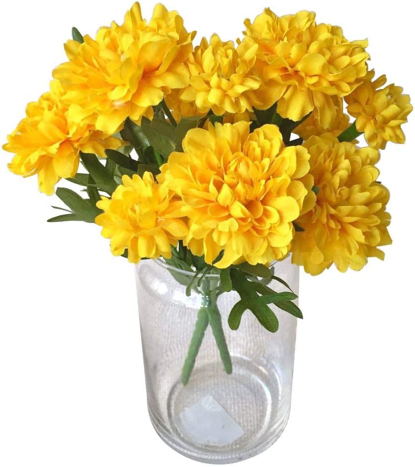 Amazon.com: Thai Artificial Yellow Marigold Bunch, 6 Head Calendula ...