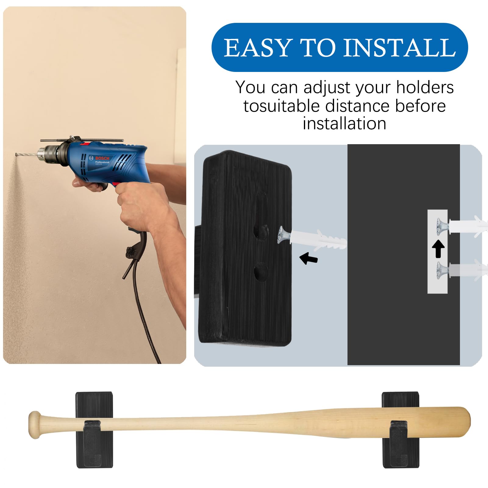 Snapklik.com : Baseball Bat Wall Mount - Baseball Bat Holder For Wall ...
