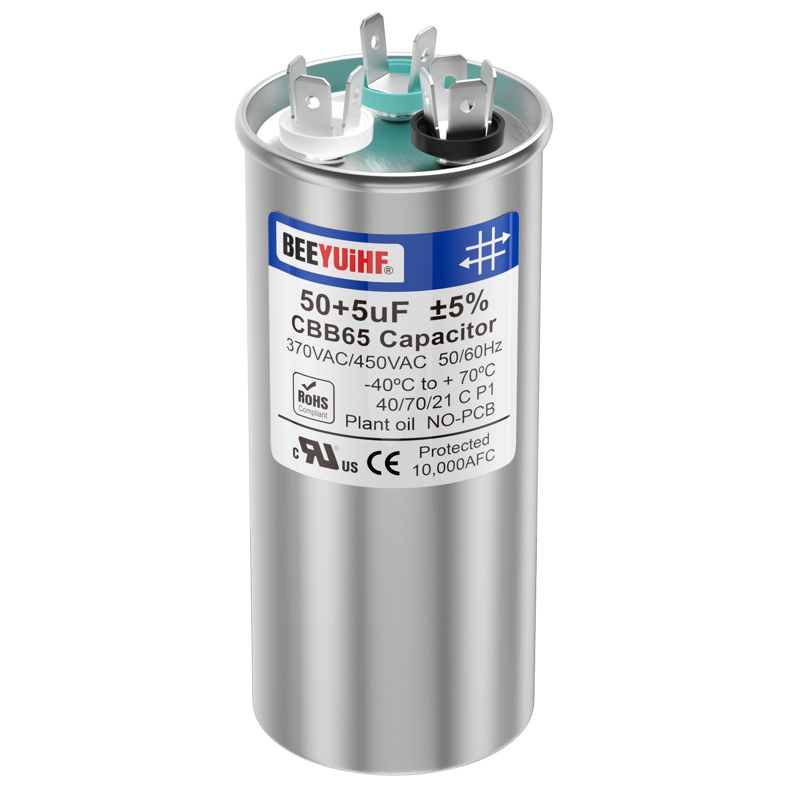 Snapklik.com : 50+5uF 5% 50/5 MFD 370VAC 440VAC 450VAC 50/60Hz CBB65B ...