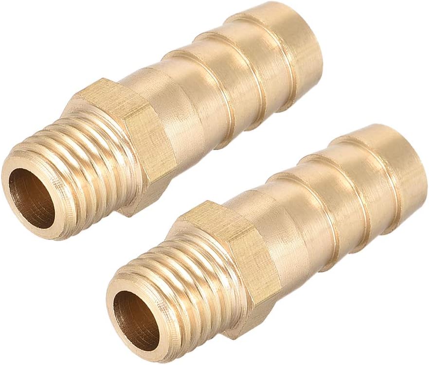 uxcell Brass Fitting Connector Metric M10-1 Male to Barb Fit Hose ID ...