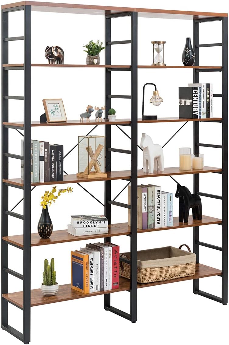 Amazon.com: Tangkula Bookshelves and Bookcases, 80 Inch Double Wide 6 ...