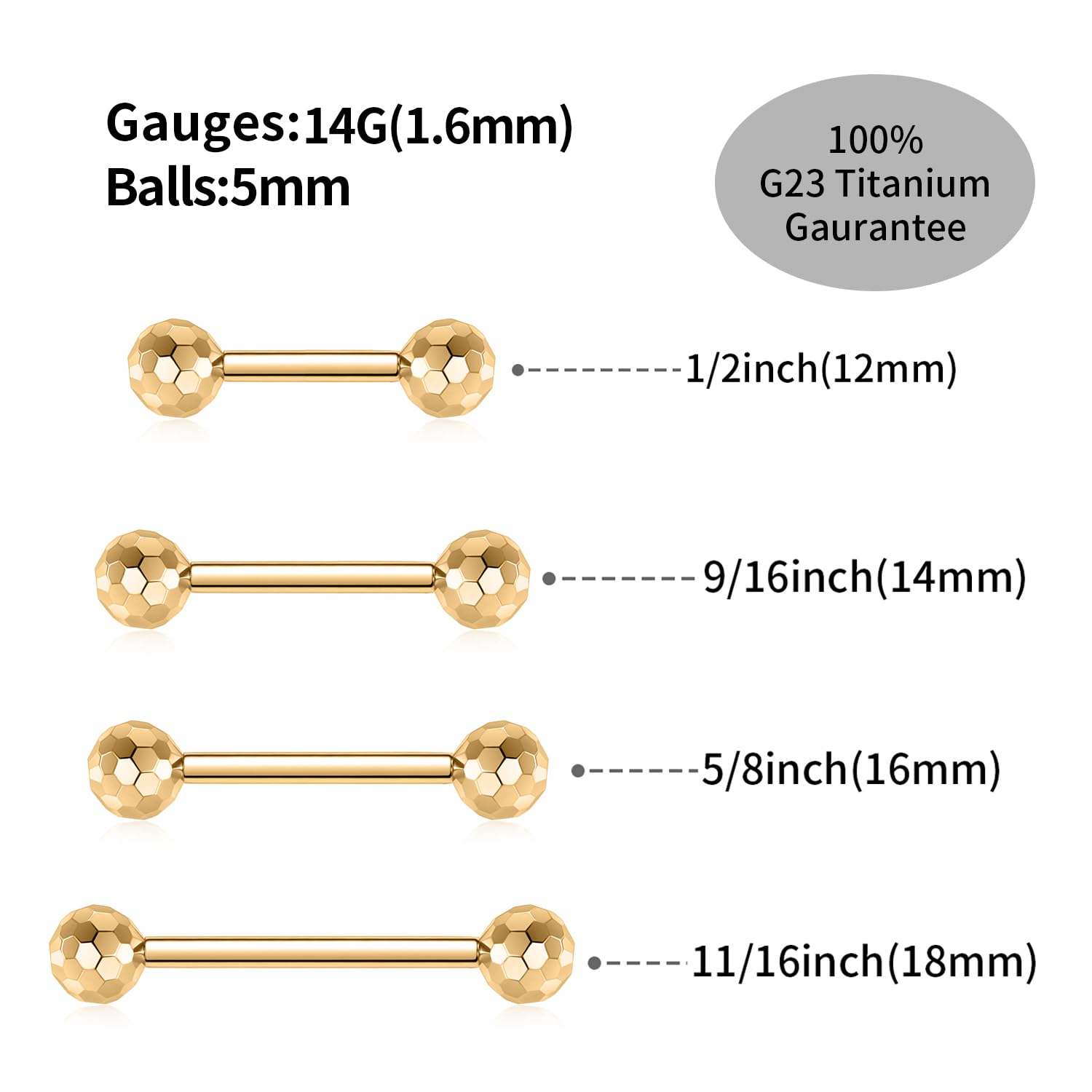 Snapklik.com : Titanium Bridge Tongue Piercing Jewelry Gold Internally ...