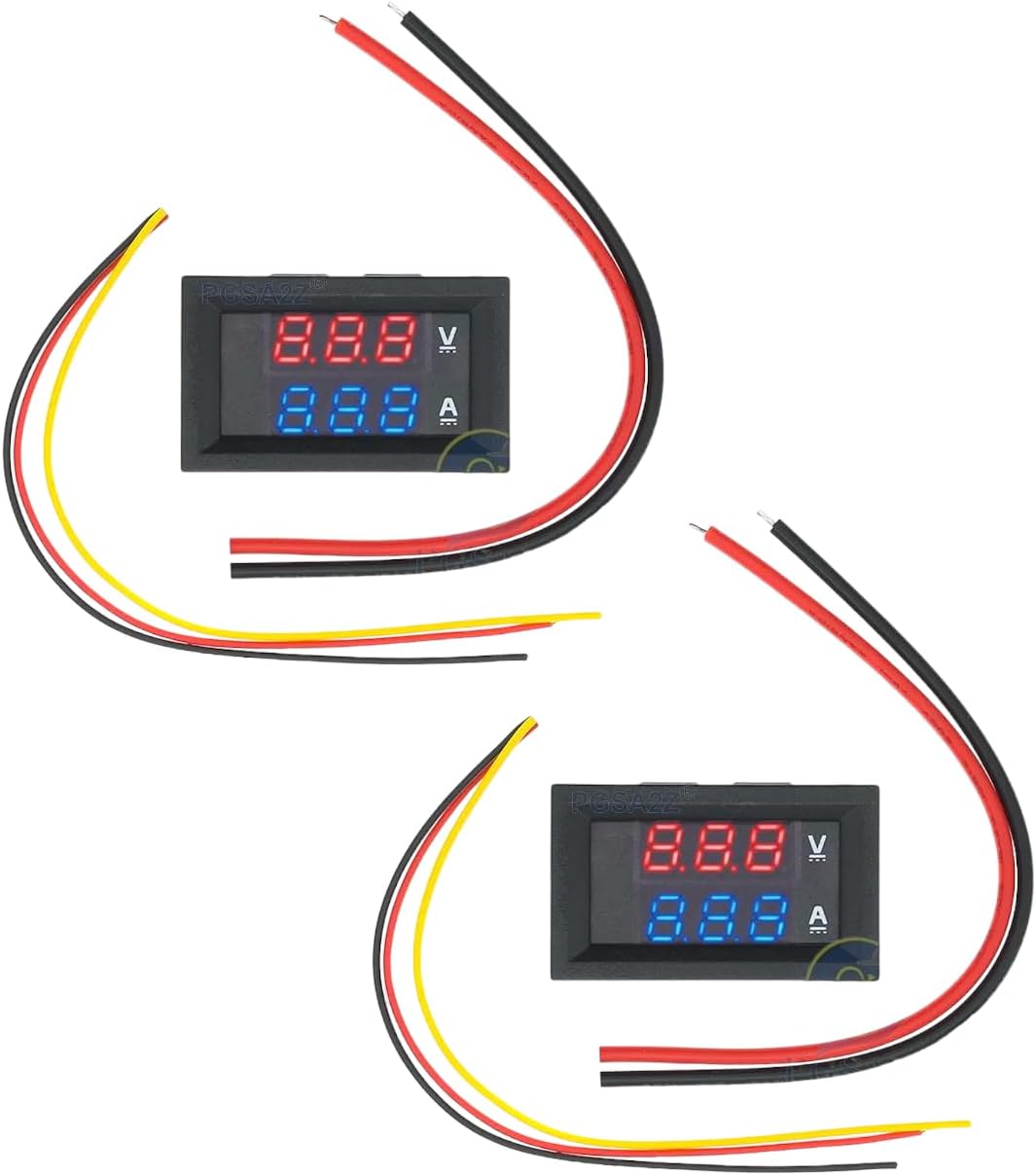 PGSA2Z Dual Digital Voltmeter Ammeter - Red-Blue LED Display - DC 100V ...