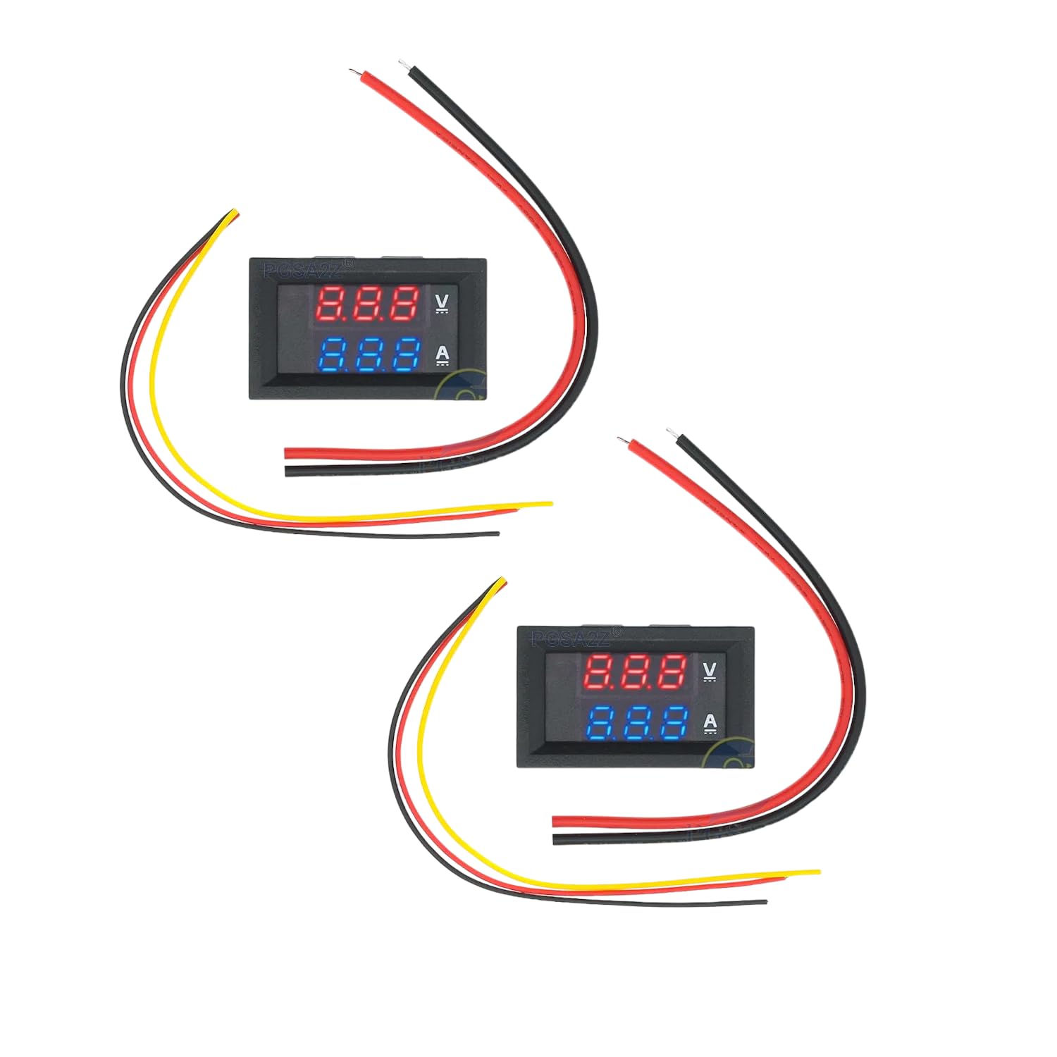 PGSA2Z Dual Digital Voltmeter Ammeter - Red-Blue LED Display - DC 100V ...