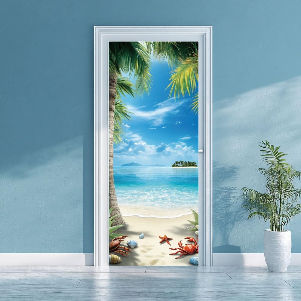 Amazon.com: arricraft 2 Pcs Self-Adhesive Beach Scene Door Wall ...