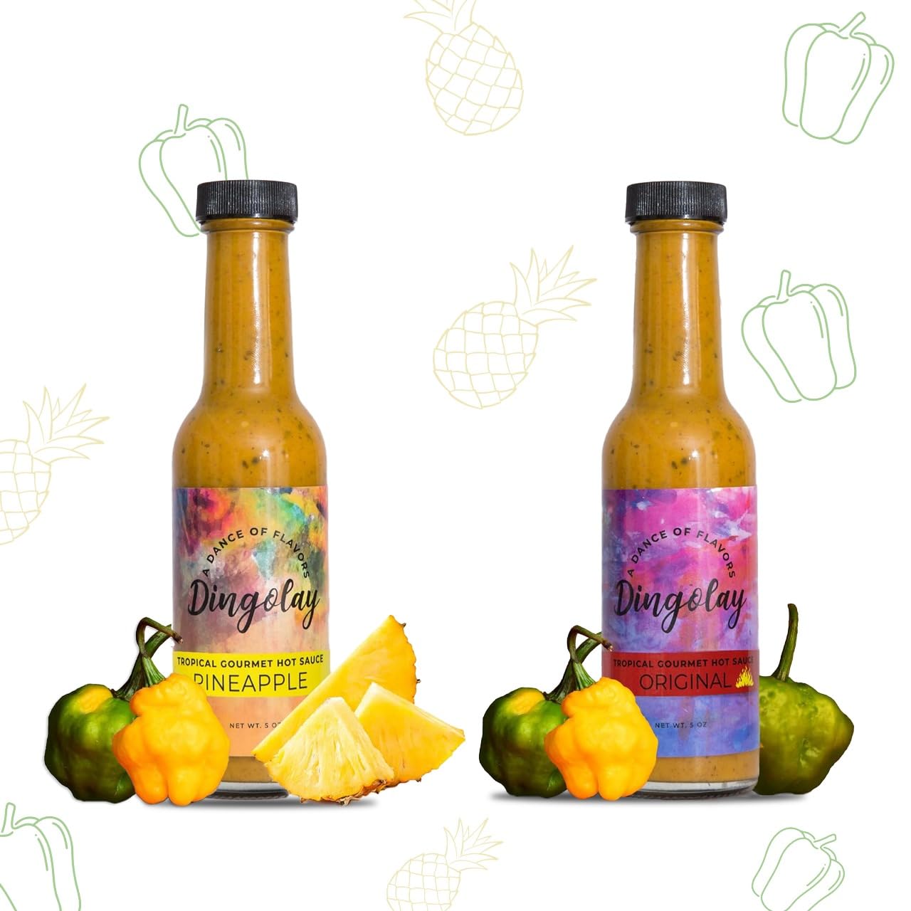Amazon.com : Dingolay Best Hot Sauces Pack of 2 - Combo Flavors Savory ...