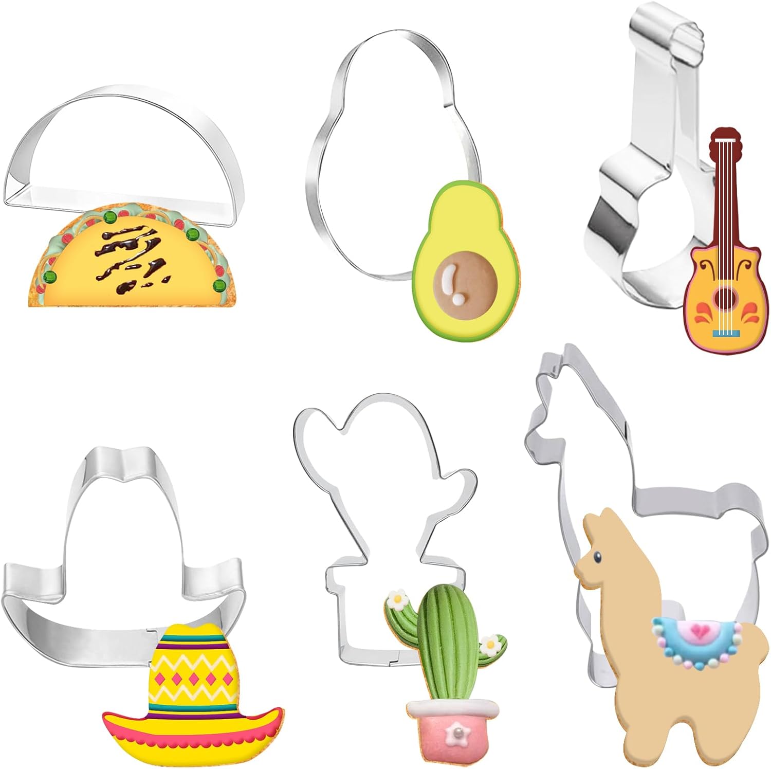 Amazon.com: Hying 6 Pcs Fiesta Cookie Cutters Set for Baking, Cinco de ...