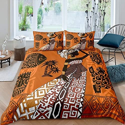 Amazon.com: Feelyou Black Woman Duvet Cover Ethnic Afro African Bedding ...