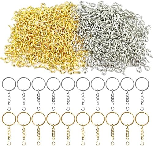 Amazon.com: 600 Pcs Small Eye Pins, 20 Pcs 1 Inch Key Ring With Chain ...