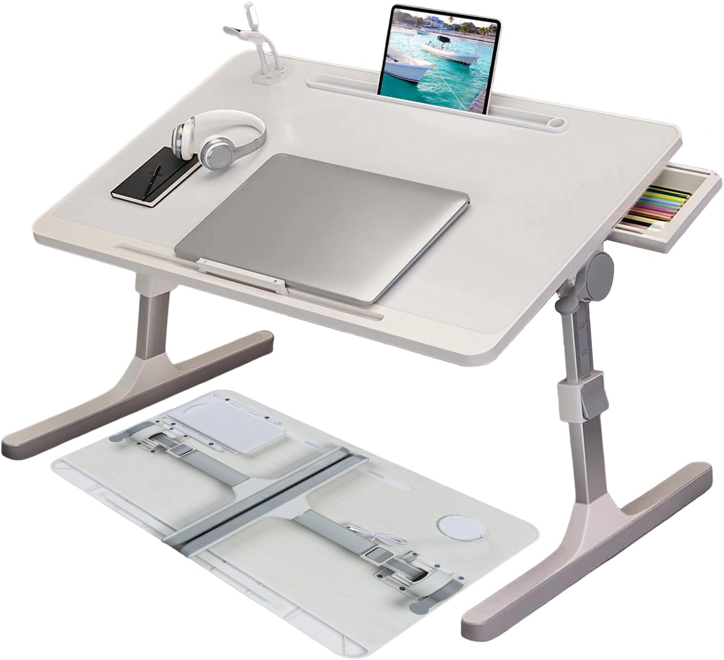 Amazon.com: GIFZES Folding Lap Desk Laptop Stand for Bed, Height ...