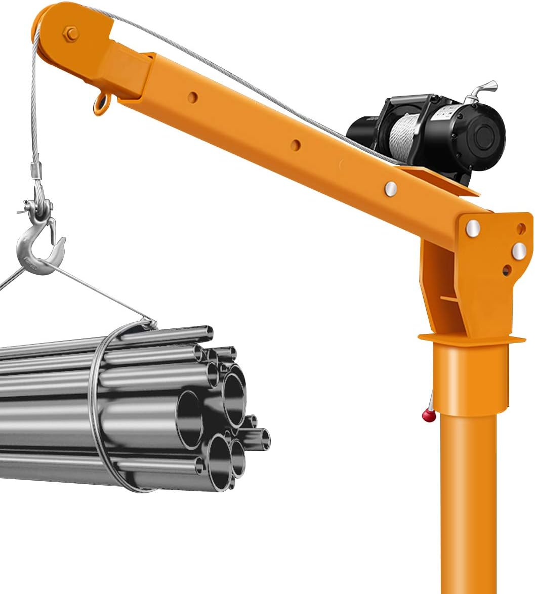 GRIPWAY Winch 1100lb Folding Truck-Mounted Crane, with Electric Winch ...