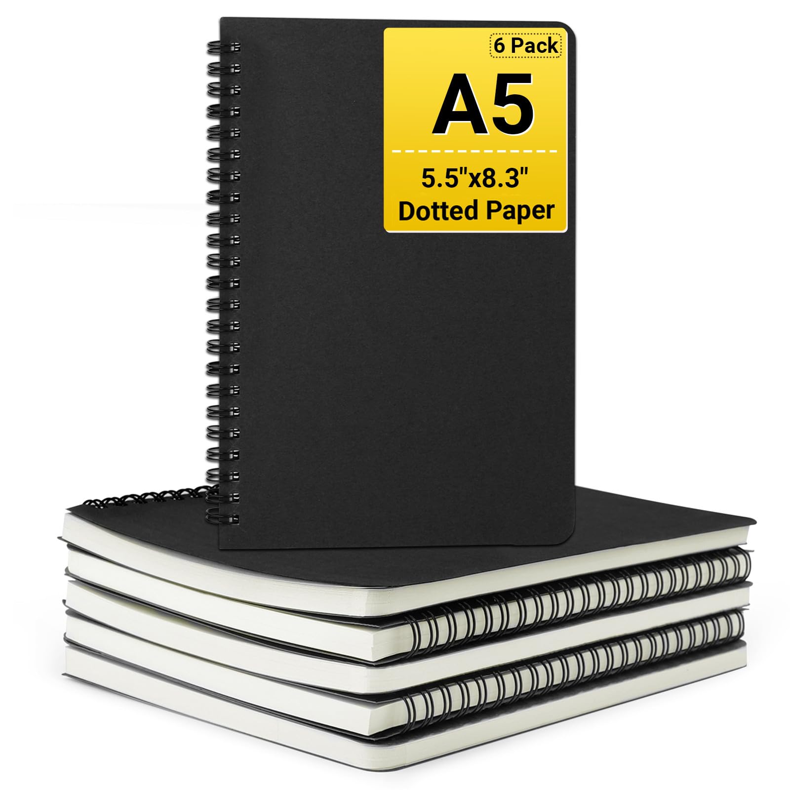 Amazon.com : EUSOAR Spiral Notebook, A5 6Packs 5.5"x8.3" 120 Pages Dot ...