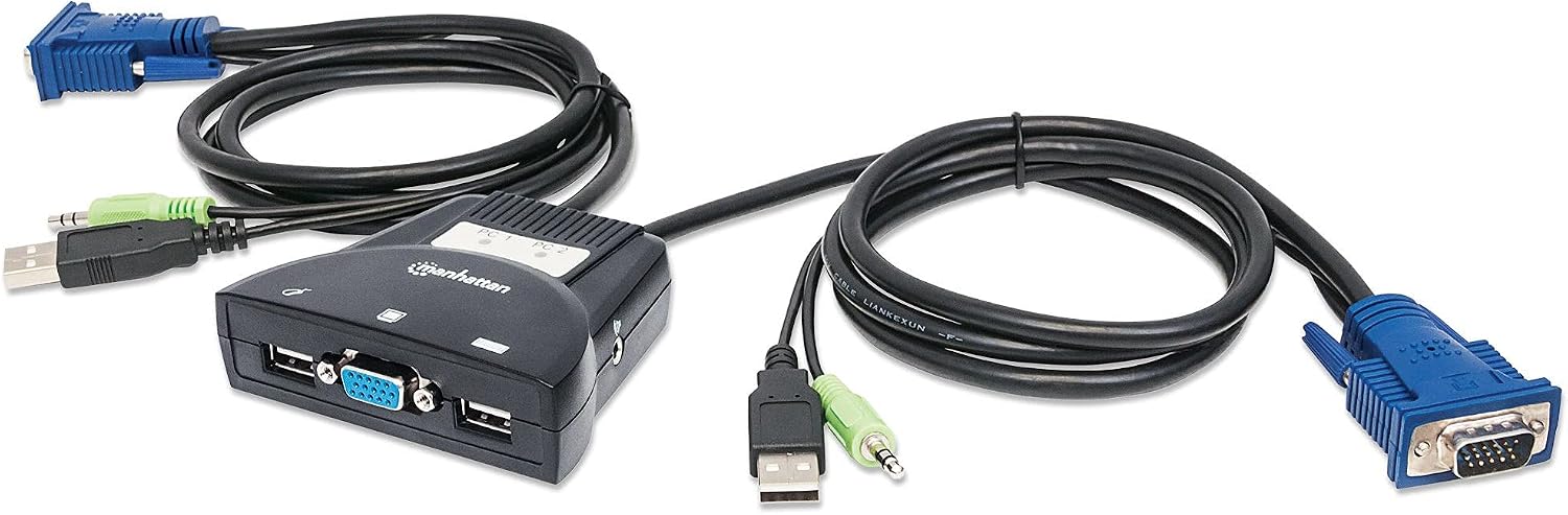 Manhattan 2-Port Mini KVM Switch, 2-Port USB, Audio Support : Amazon.co ...