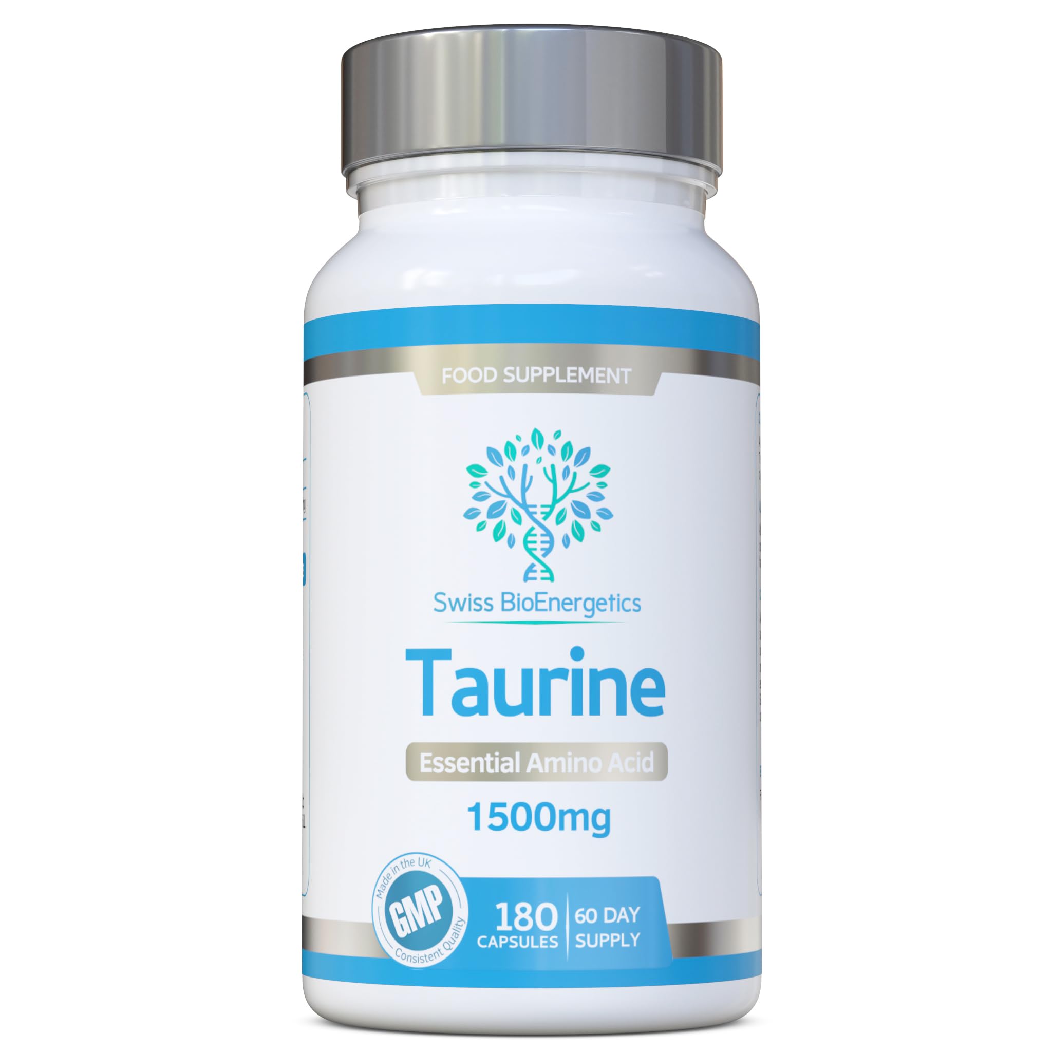 Taurine Supplement 1500mg 60 Day Supply - High Strength Pure L-Taurine ...
