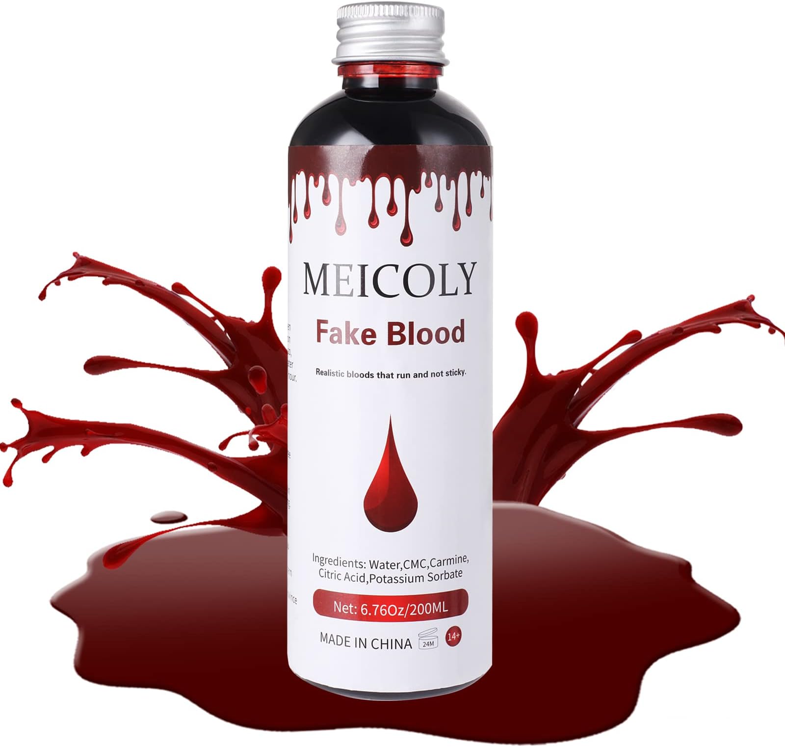 Amazon.com : MEICOLY Fake Blood 6.76Oz/200ML,Squirt Blood for Halloween ...