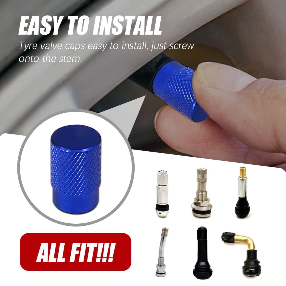 Car Valve Caps 20PCS Blue Valve Stem Caps - Tire Valve Covers With O ...