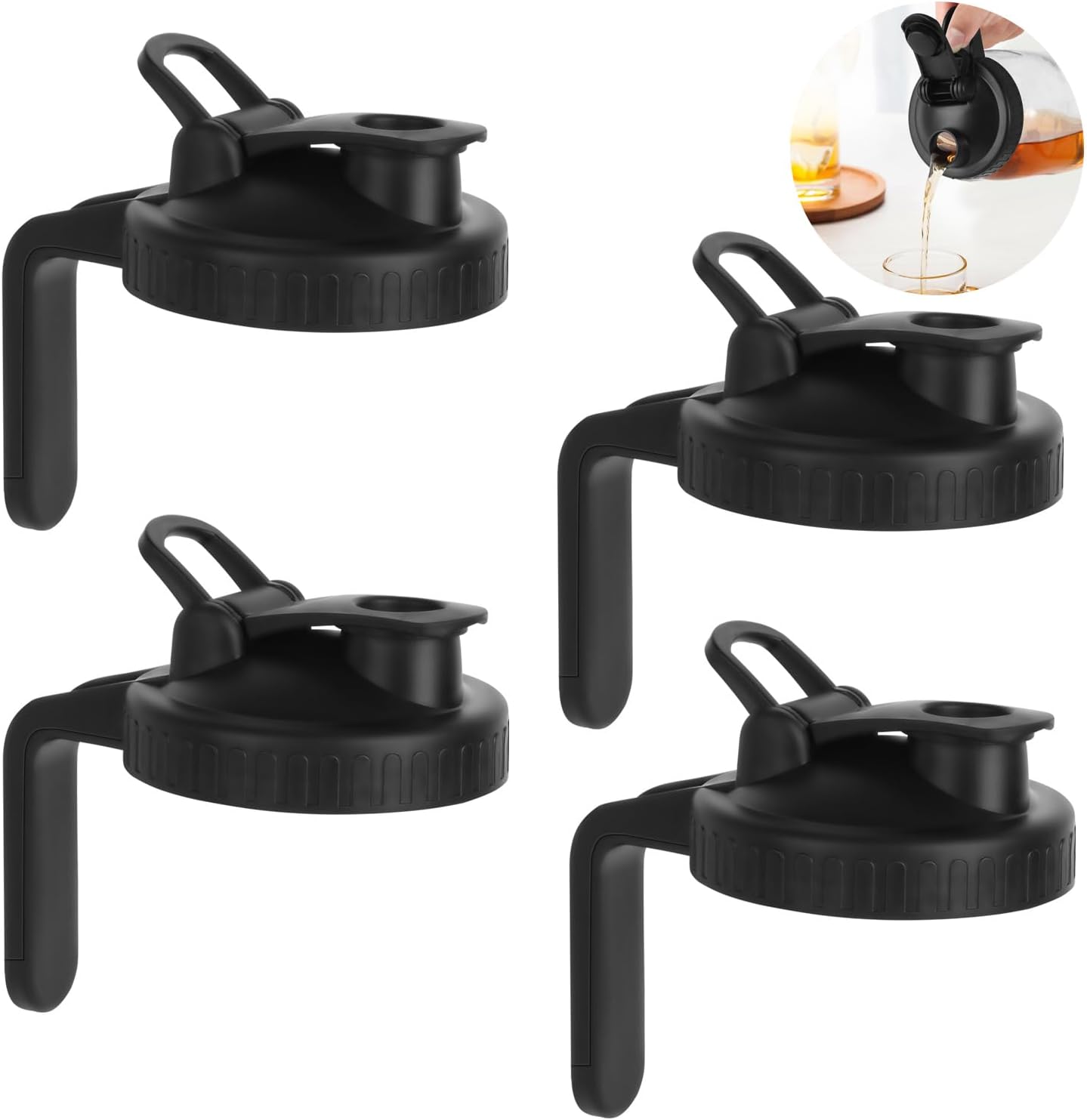 Amazon.com: 3 Pack Wide Mouth Mason Jar Flip Cap Lids with Handle for ...