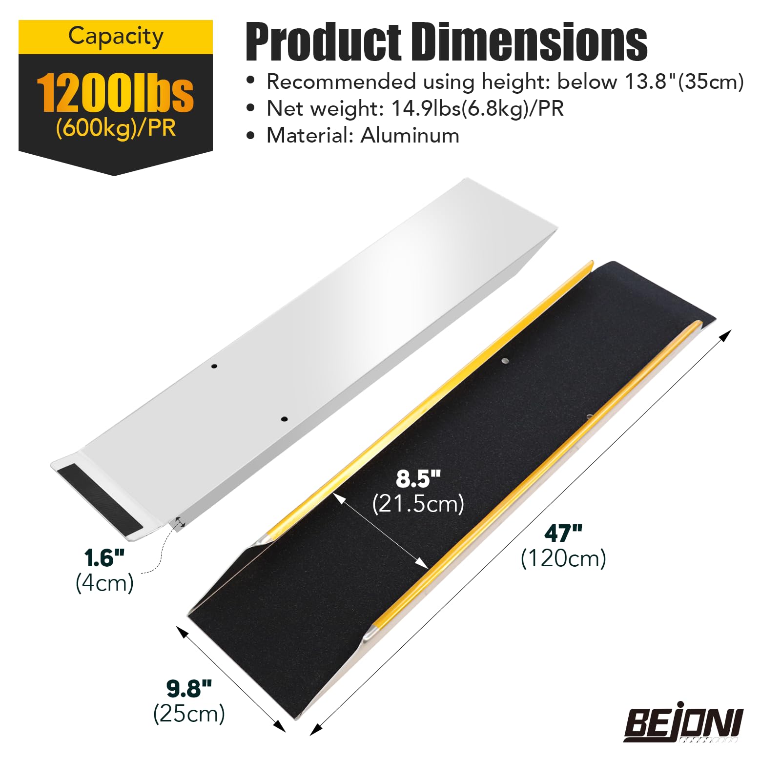 Snapklik.com : BEJONI 4 Shed Ramps, Aluminum Loading Ramps For Riding ...