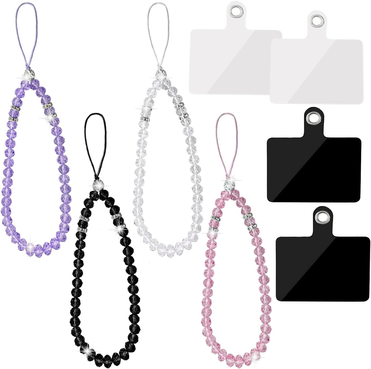 Amazon.com: IOUALEY 4 Pieces Crystal Beads Cell Phone Lanyard Strap + 4 ...