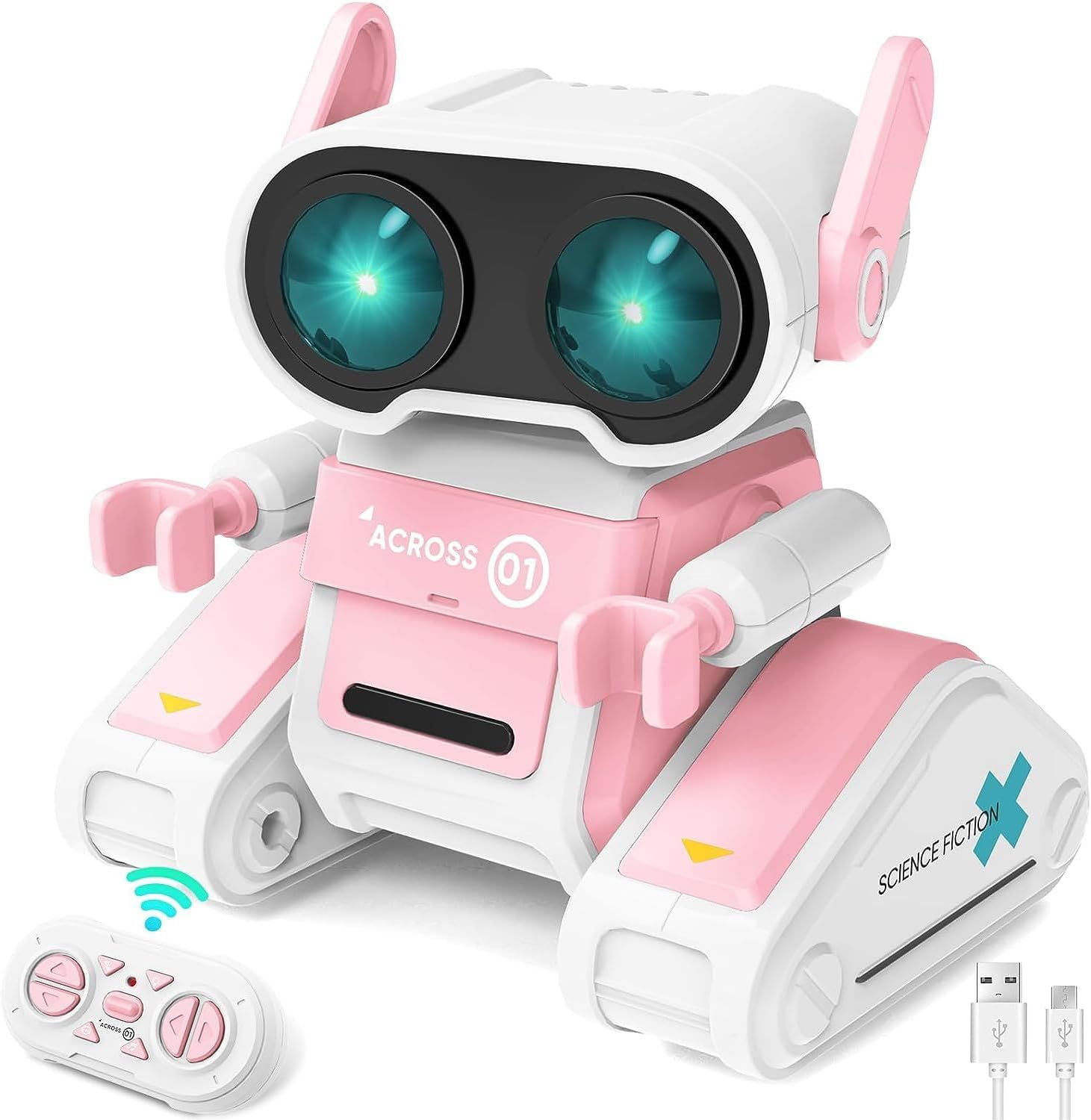 Winthai Robots Toys for Kids with Colorful LED Pink, Remote Control ...