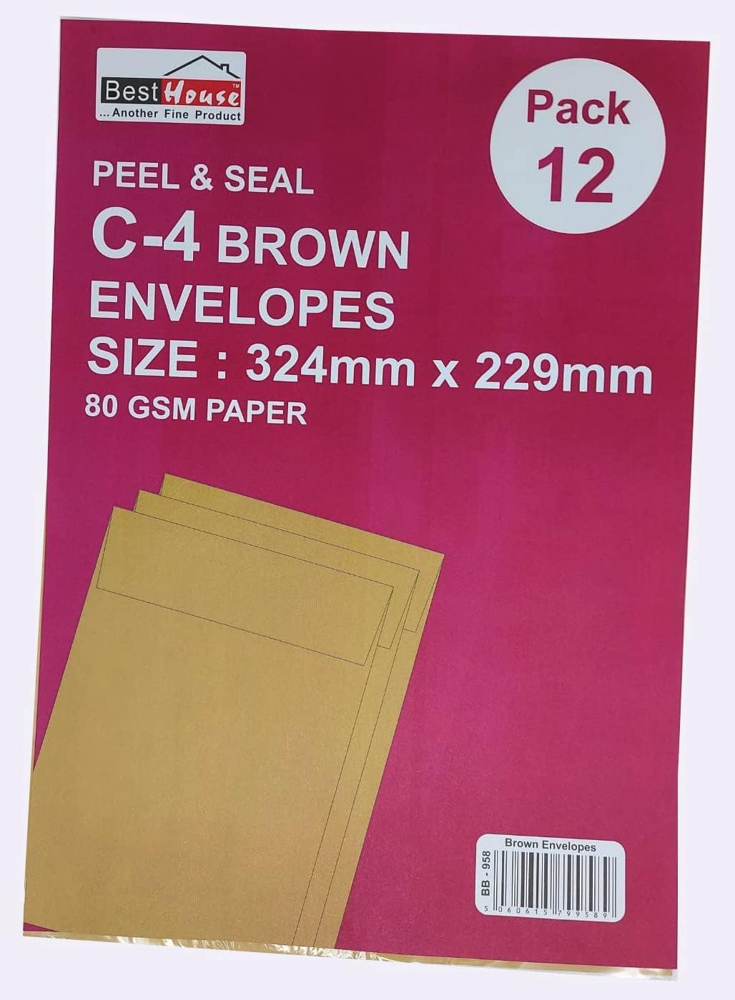 Orion Stationery C4, 324 x 229 mm, 80 GSM Paper Peel and Seal Brown ...