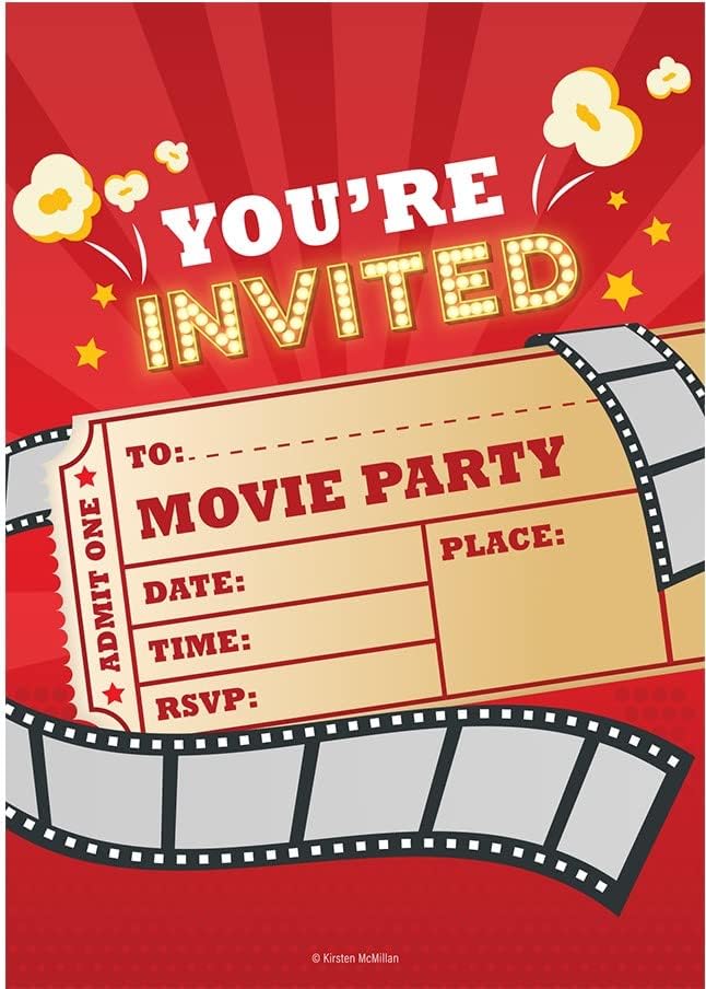 32 Movie Party Invites - Kids Childrens Birthday Party Invitations with ...