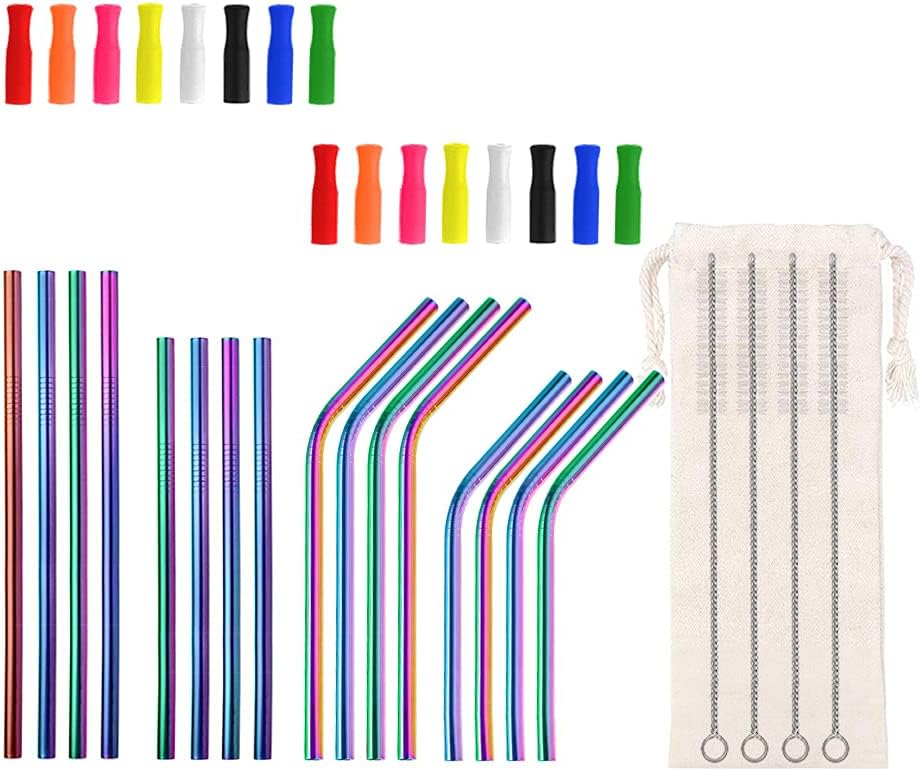 Amazon.com: Lazycorner 16 Pcs Short Metal Straw, 6mm 5.5" 6.5" Kids ...