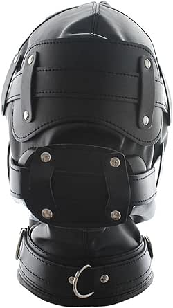 Amazon.com: Leather Bondage Masks, Full Face Blindfold Masks Lockable ...