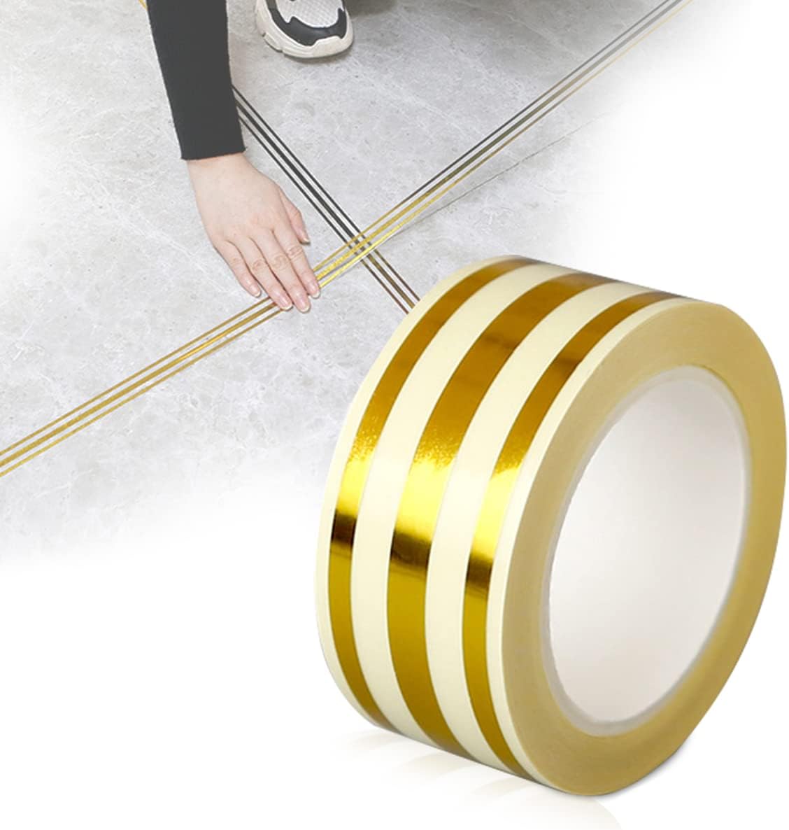 HASTHIP® 5M Golden Tile Gap Tape, Home Tile Sticker Waterproof Tape PVC ...