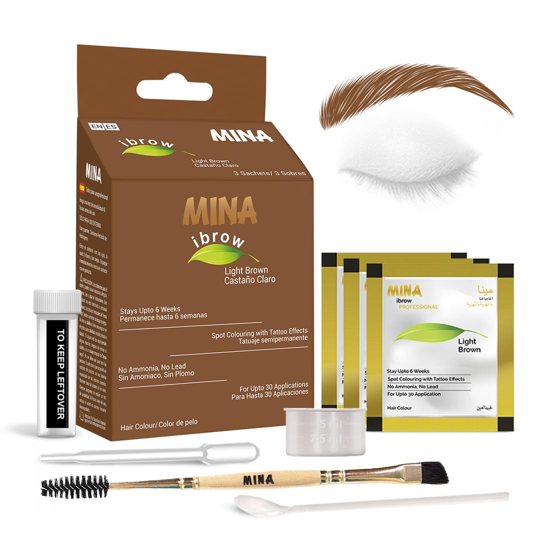 Amazon.com : MinaiBrow Light Brown Brow Tinting Powder with Duo Angled ...