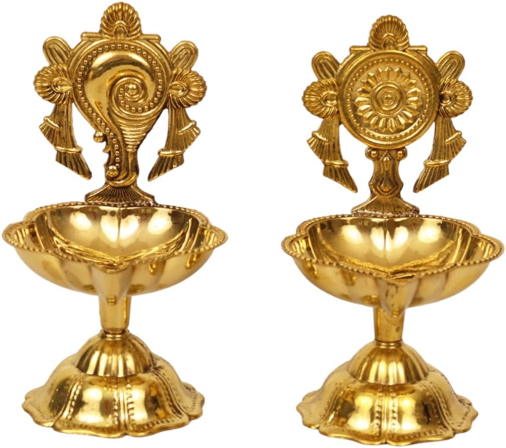 Amazon.com: Spillbox Brass Diya for Puja | Pooja Aarti | Arti Deepak ...