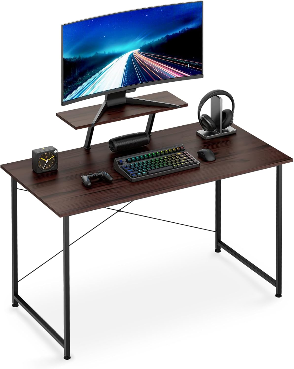 Amazon.com: MoNiBloom Computer Desk with Monitor Stand, 47 inch Home ...