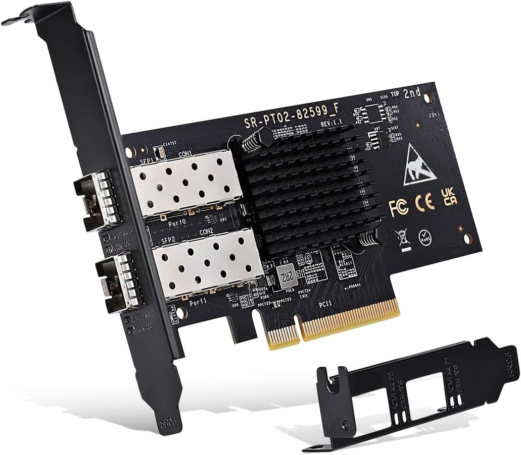 Amazon.com: 10Gb Dual LAN SFP PCI-e Network Card, Intel 82599(X520-DA2 ...
