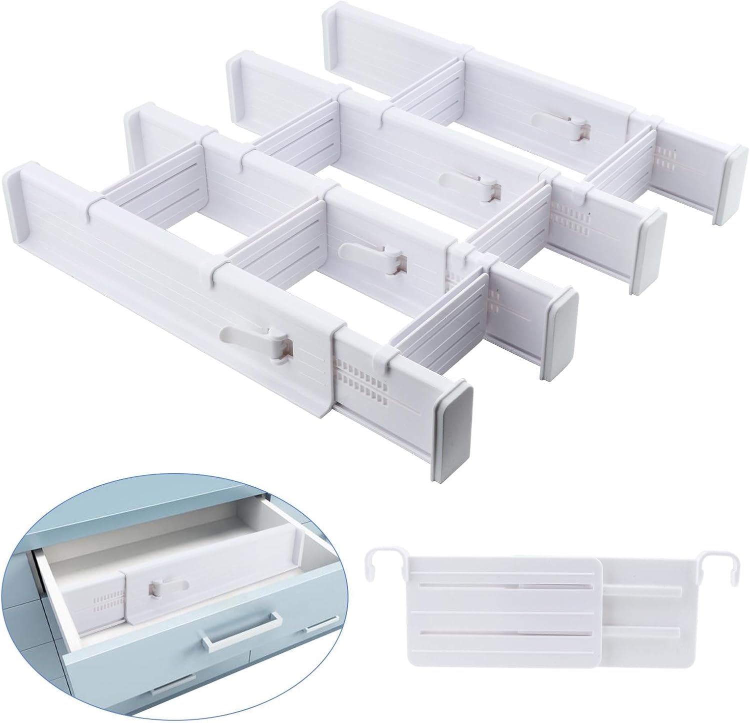 Amazon.com: RVXlRDN 4 pcs Expandable Drawer Divider, Adjustable Plastic ...