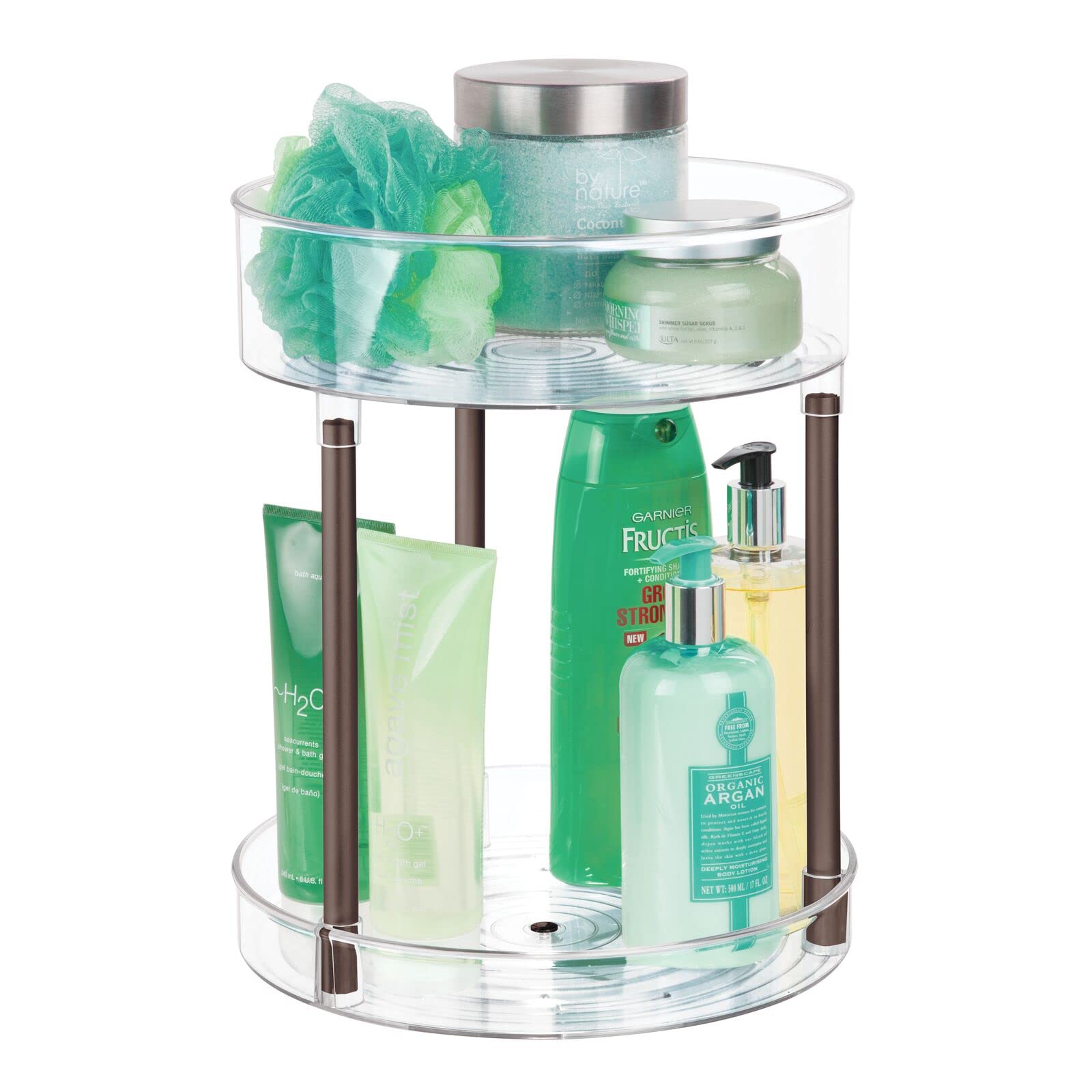 mDesign Shower Organiser – 2 Tier Bathroom Storage Unit with Turntable ...
