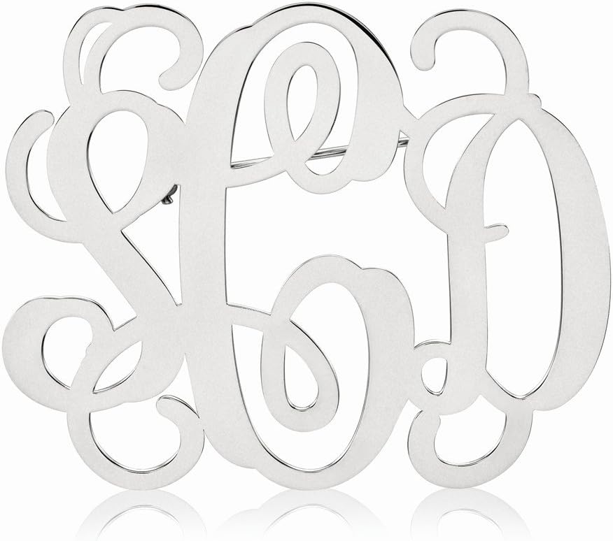 Amazon.com: Solid 925 Sterling Silver .018 Gauge Monogram Pin (50mm x ...