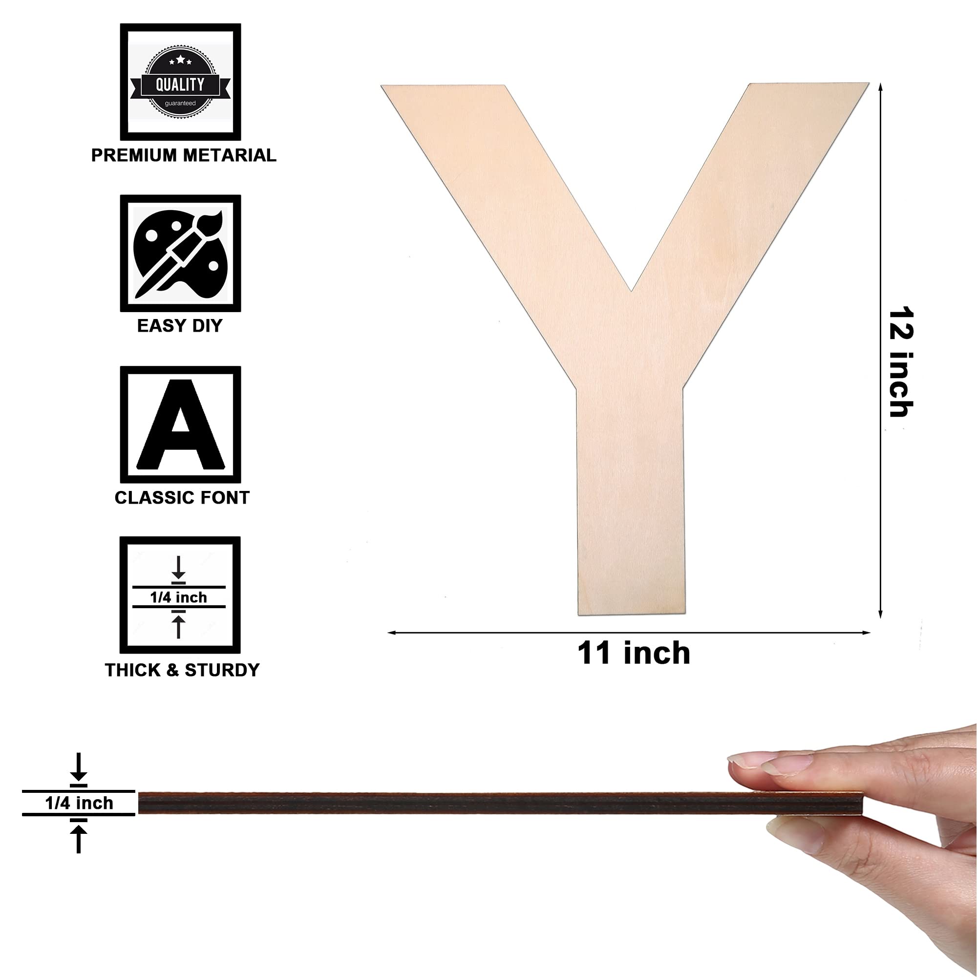 Snapklik.com : 12 Inch Wooden Letter Y, 1/4 Inch Thick Large Unfinished ...