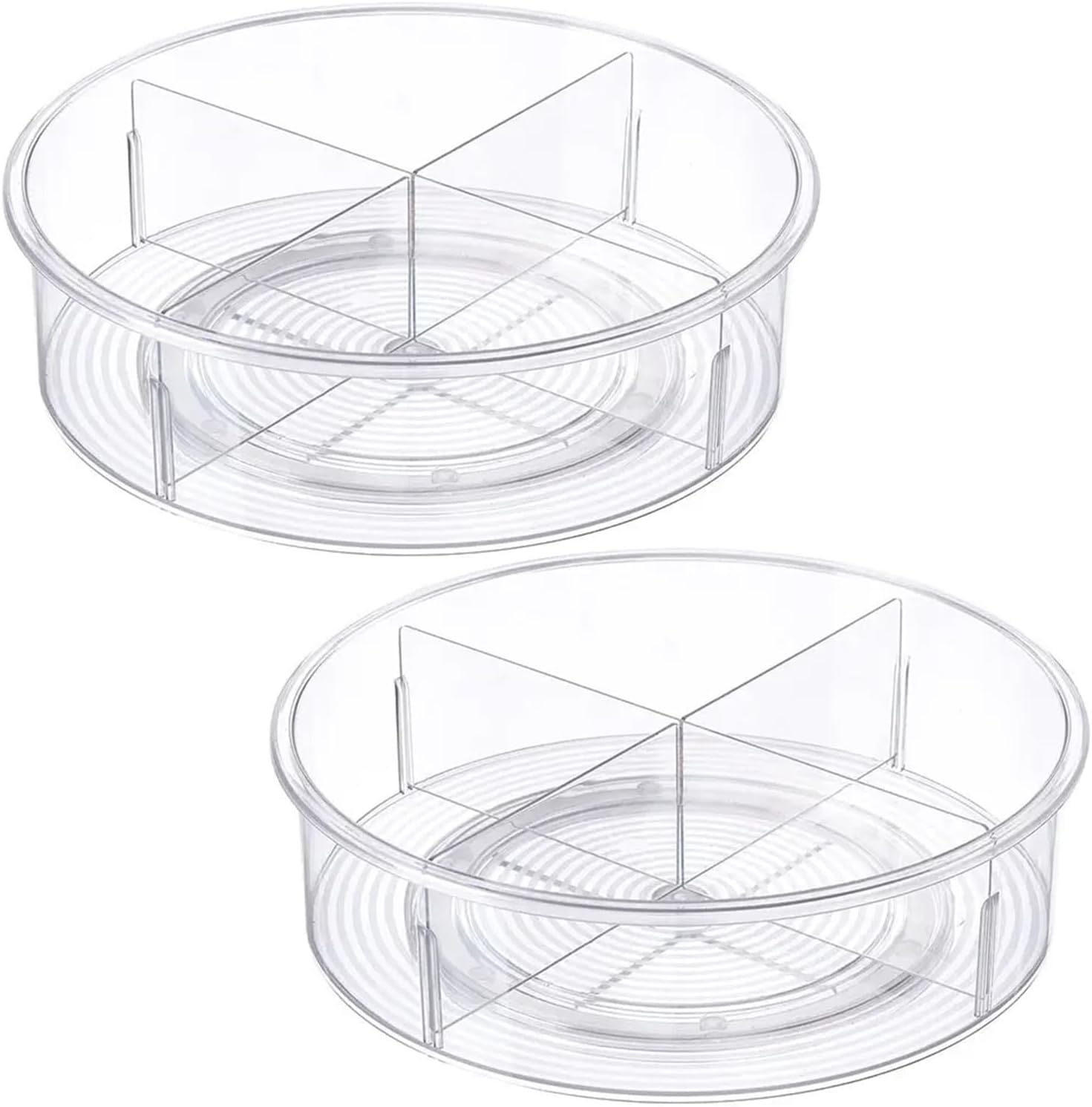 2 Pack Clear Lazy Susan Organizer, 12 Inch Turntable Divided 4 ...