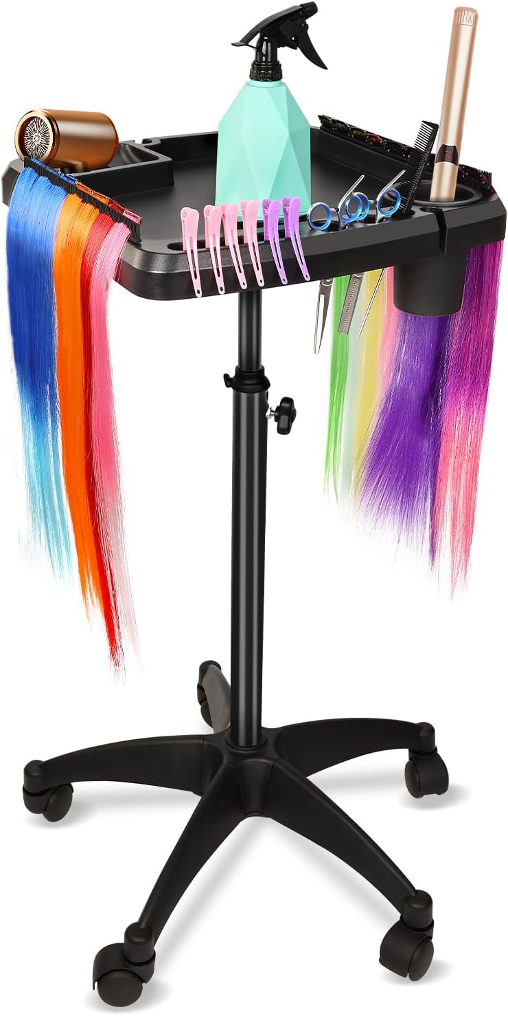Amazon.com: Salon Tray with Wheels, Height Adjustable Rolling Salon ...