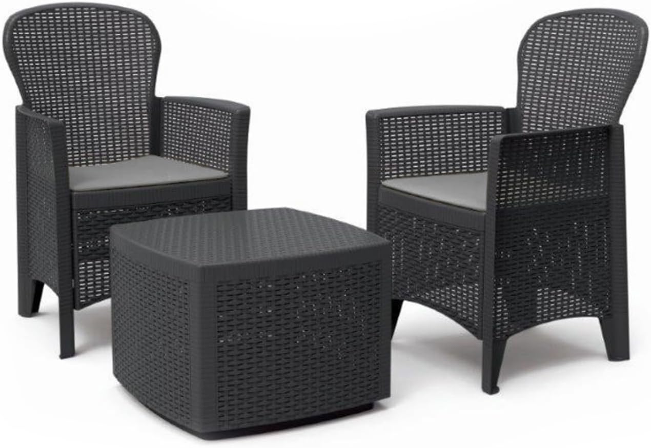 Outsunny Set Mobili da Balcone in PE Rattan, Tavolo da Giardino con ...