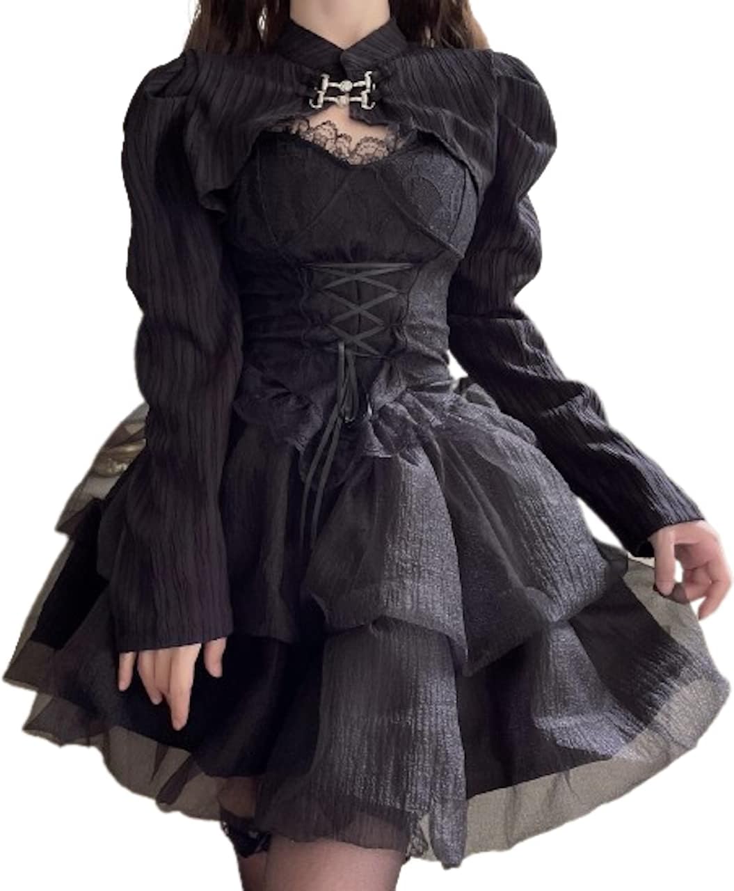 Amazon.co.jp: [Lady Lazy] [レディレイジー] ゴスロリ ドレス ビスチェ ボレロ スカート 地雷系 コスプレ ひざ上 ...