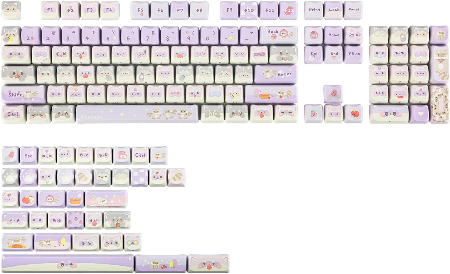 Amazon.com: KiiBoom x Maorbeng Raccoon Dynasty Keycap Set, 142 Keys ...