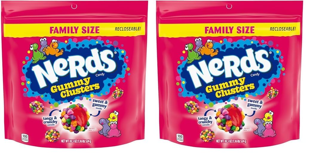 Nerds Gummy Clusters Candy, Rainbow, Resealable 18.5 Ounce Big Bag ...