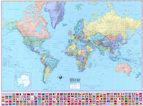 Amazon | Hammond World Collectors Edition Wall Map: Includes Flags of ...