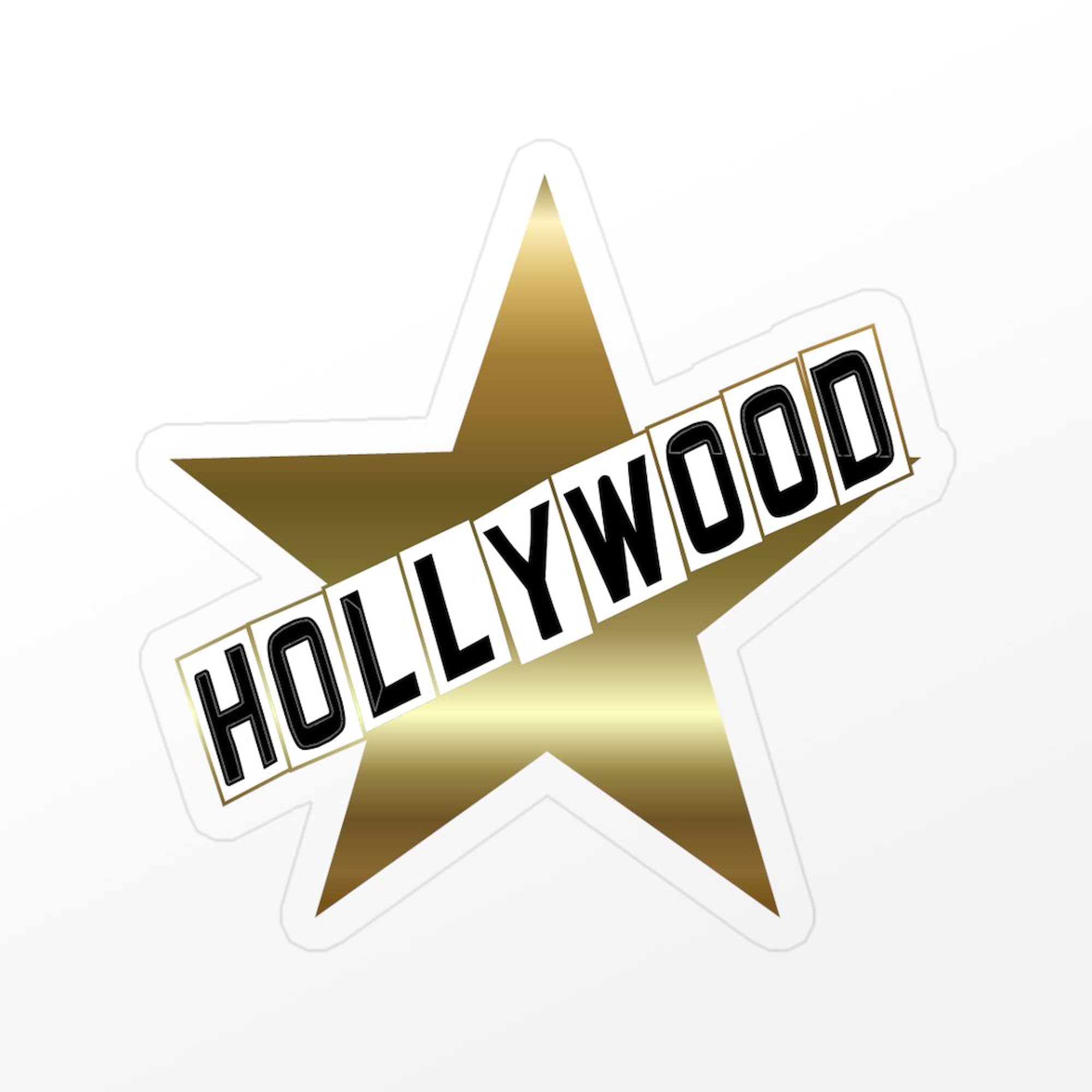 Amazon.com: CafePress Hollywood Sign Gold.Black Small Die Cut Sticker ...