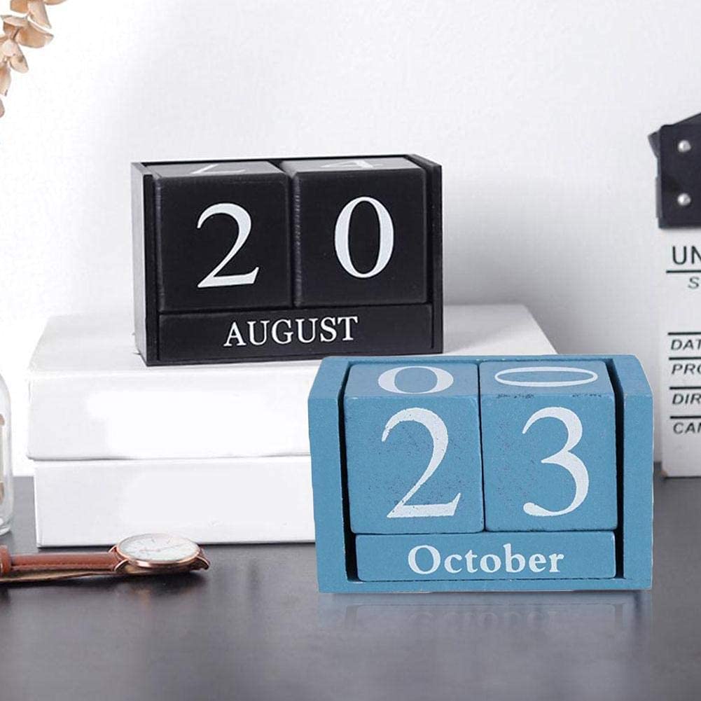 Zyzy Desktop Calendars Wooden Vintage Wood Block Perpetual Calendar ...