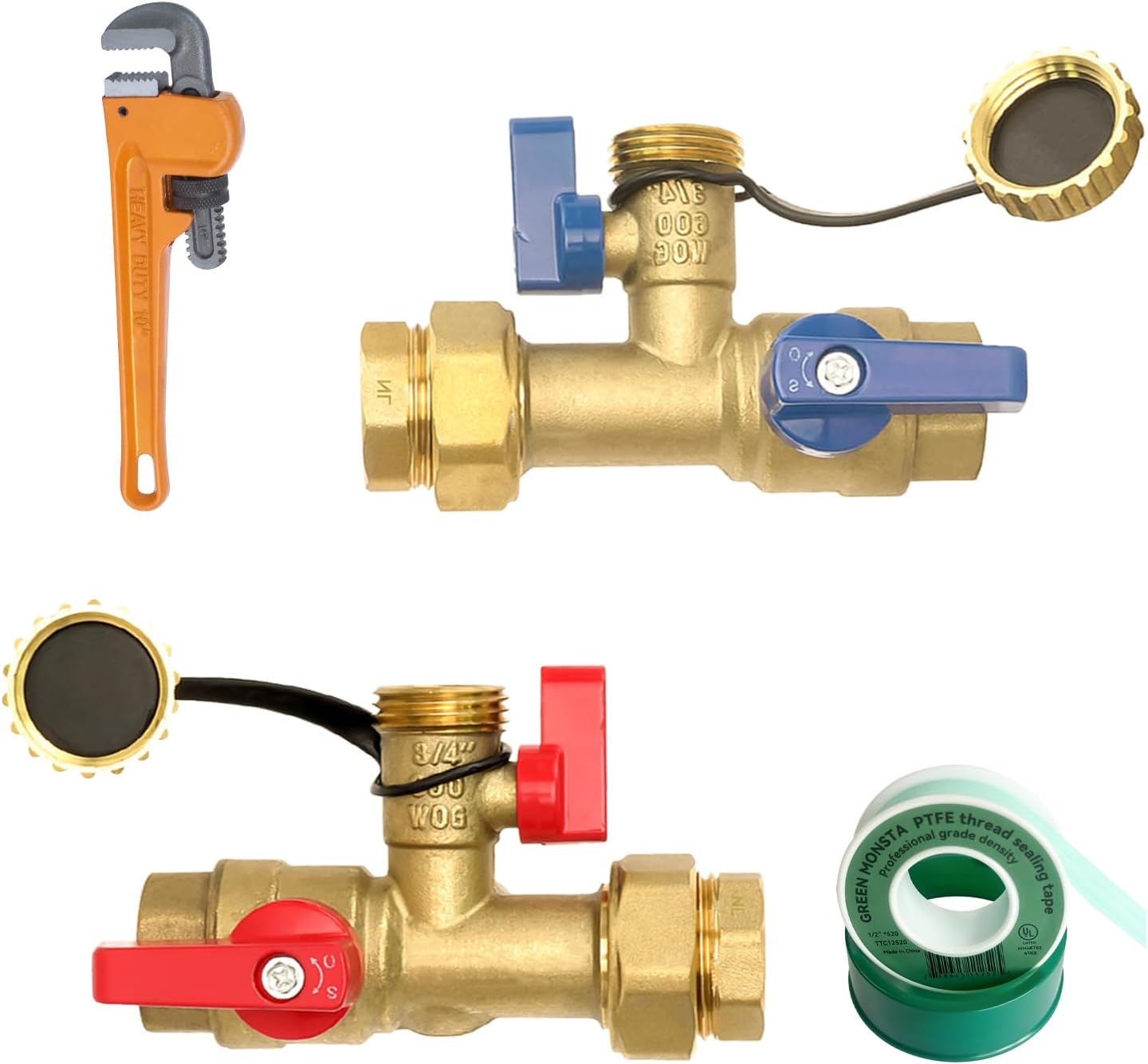 3/4 Inch F1807 PEX Tankless Water Heater Service Valve Kit Set with 10 ...