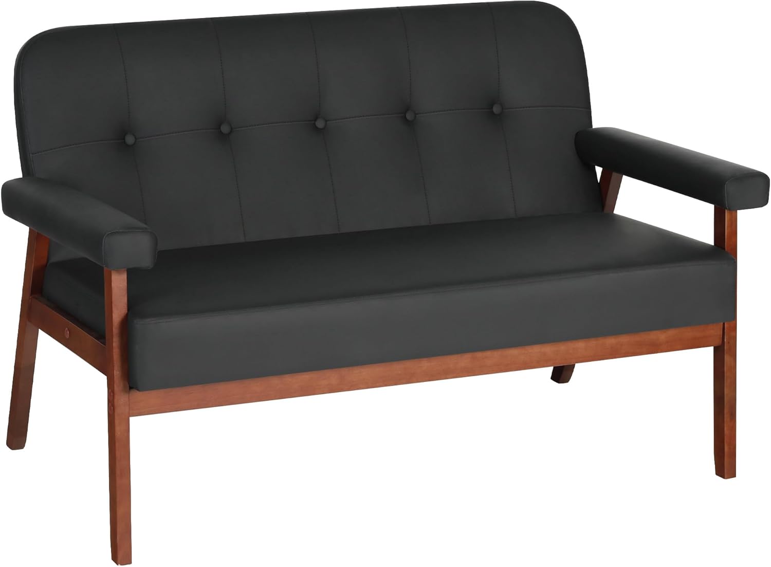 Amazon.com: STHOUYN 50”W Black Faux Leather Small Office Couch Loveseat ...